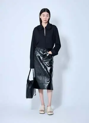JIL SANDER Viscose Ruffle Collar Button-down Shirt