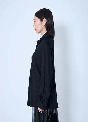 JIL SANDER Viscose Ruffle Collar Button-down Shirt
