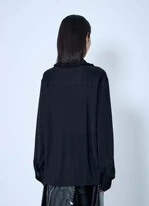 JIL SANDER Viscose Ruffle Collar Button-down Shirt