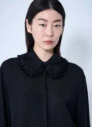 JIL SANDER Viscose Ruffle Collar Button-down Shirt