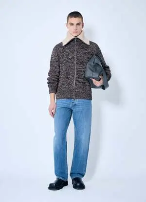 Bottega Veneta Cotton And Wool Zip-up Cardigan With Folded Collar