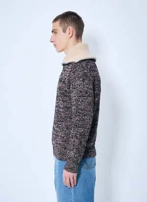Bottega Veneta Cotton And Wool Zip-up Cardigan With Folded Collar
