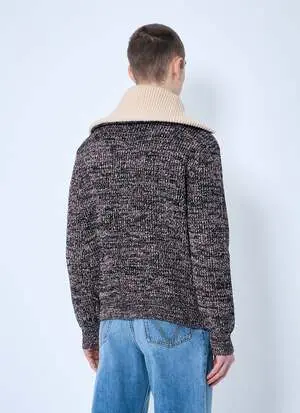 Bottega Veneta Cotton And Wool Zip-up Cardigan With Folded Collar