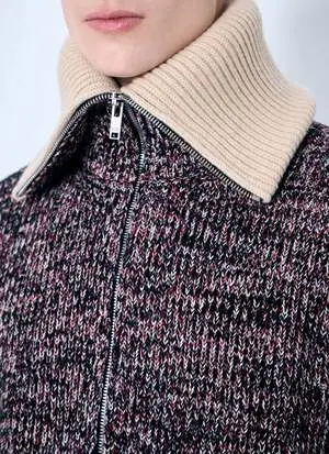 Bottega Veneta Cotton And Wool Zip-up Cardigan With Folded Collar