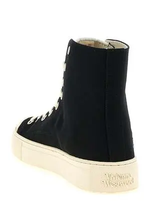 VIVIENNE WESTWOOD High-top Canvas Sneakers With Embroidered Orb Logo - Multicolor