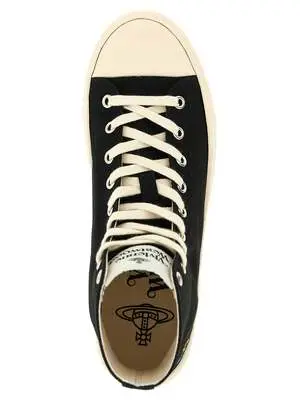 VIVIENNE WESTWOOD High-top Canvas Sneakers With Embroidered Orb Logo - Multicolor