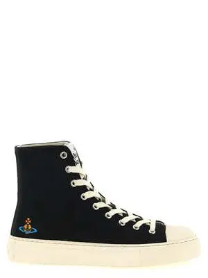 VIVIENNE WESTWOOD High-top Canvas Sneakers With Embroidered Orb Logo - Multicolor