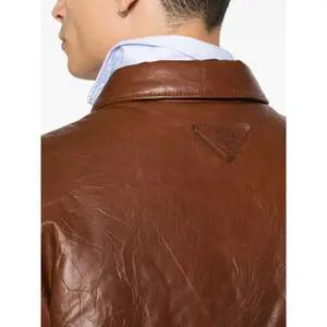 Prada Leather Jacket With Braided Trim