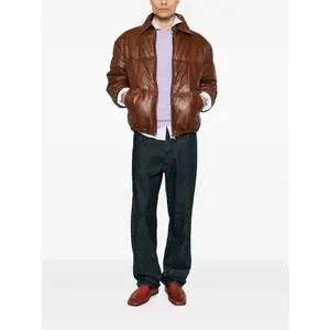 Prada Leather Jacket With Braided Trim