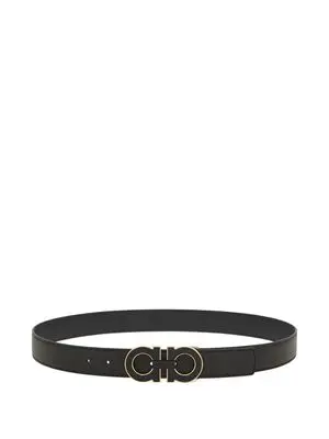 FERRAGAMO Double Gancini Belt - Black