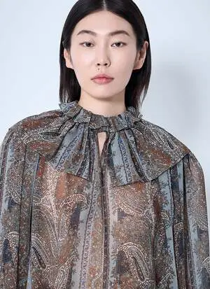 Saint Laurent Paisley Silk Georgette Blouse