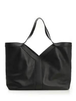 Saint Laurent Large Y Tote Bag In Grained Leather - Black
