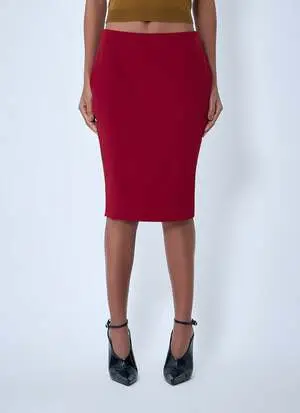 Saint Laurent High-waisted Pencil Skirt In Smooth Weave - Multicolor