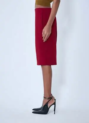 Saint Laurent High-waisted Pencil Skirt In Smooth Weave - Multicolor