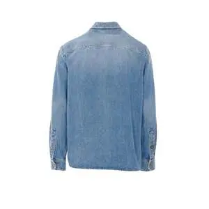 Versace Zipped Denim Shirt With Medusa Buttons