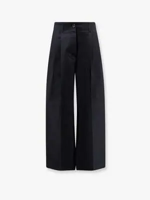 TOTEME Relaxed Cotton Wide-leg Trousers - Black