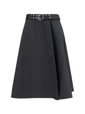 GANNI Wool Wrap Skirt With Belted Detail