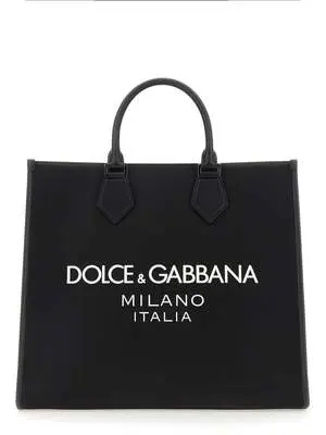 Dolce & Gabbana Large Shopping Bag With Logo - Black