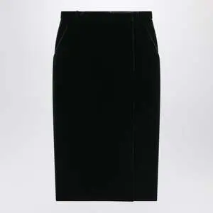 Saint Laurent Velvet Wrap Midi Skirt
