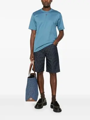 Fendi Ff Jacquard Denim Shorts - Blue