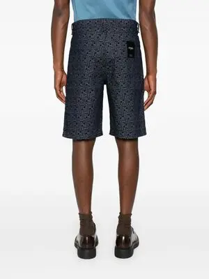 Fendi Ff Jacquard Denim Shorts - Blue