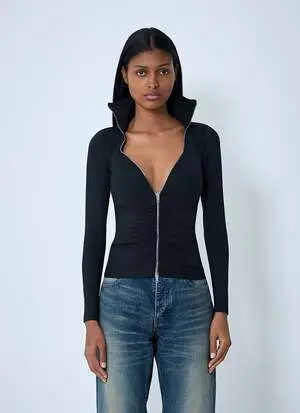 Balenciaga Bra Cup Zip-up Jacket With Ruched Front