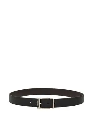 FERRAGAMO Square Buckle Reversible Grained Leather Belt - Black