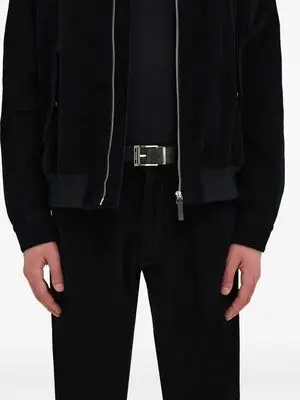 FERRAGAMO Square Buckle Reversible Grained Leather Belt - Black