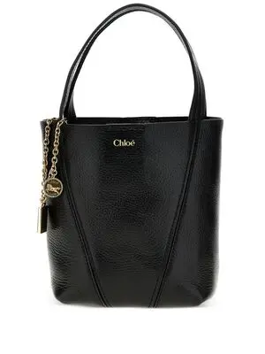 Chloé Small Spin Tote Bag In Grained Leather - Black