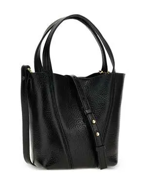 Chloé Small Spin Tote Bag In Grained Leather - Black