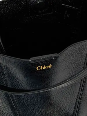 Chloé Small Spin Tote Bag In Grained Leather - Black
