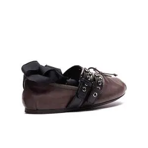 Miu Miu Nappa And Calf Leather Ballet Flats With Appliqu - Black