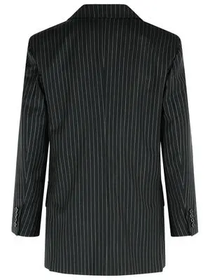 Max Mara Mattia Pinstriped Virgin Wool Blazer - Black