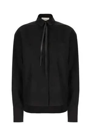 Sportmax Black Button-up Shirt With Tie Detail - Multicolor