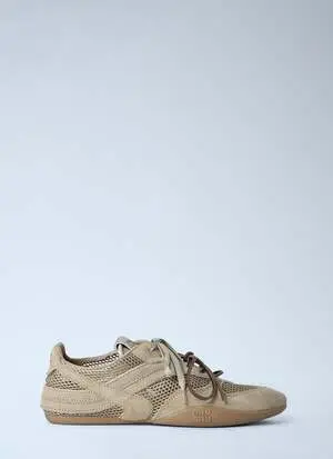 Miu Miu Rope And Suede Lace-up Sneakers - Cream