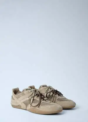 Miu Miu Rope And Suede Lace-up Sneakers - Cream