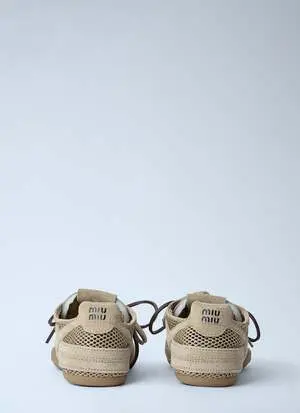 Miu Miu Rope And Suede Lace-up Sneakers - Cream