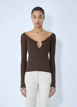 Jacquemus Le Haut Pralu Knit Top With Plunge Neck