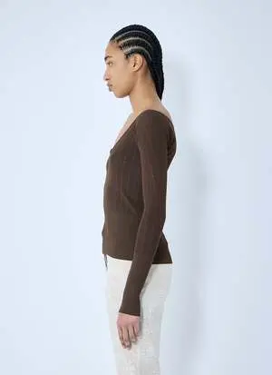 Jacquemus Le Haut Pralu Knit Top With Plunge Neck
