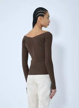 Jacquemus Le Haut Pralu Knit Top With Plunge Neck