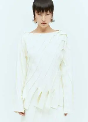 Bottega Veneta Technical Blend Panel Top With Fringe Hem