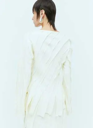 Bottega Veneta Technical Blend Panel Top With Fringe Hem