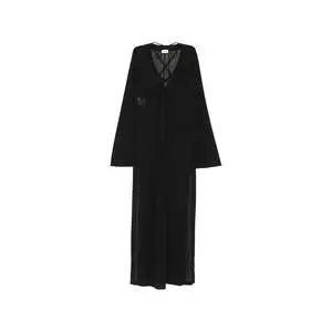 Andamane Semi-sheer Lace-up Long Sleeve Maxi Dress