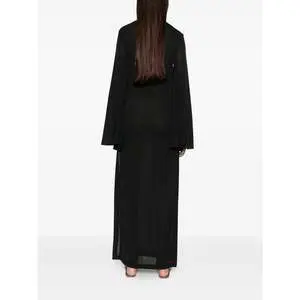 Andamane Semi-sheer Lace-up Long Sleeve Maxi Dress
