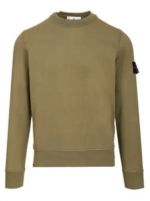 Stone Island Organic Cotton Crewneck Sweatshirt With Logo Patch