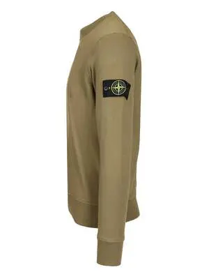 Stone Island Organic Cotton Crewneck Sweatshirt With Logo Patch