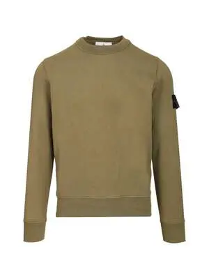 Stone Island Organic Cotton Crewneck Sweatshirt With Logo Patch