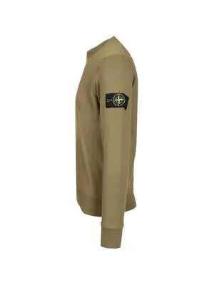 Stone Island Organic Cotton Crewneck Sweatshirt With Logo Patch