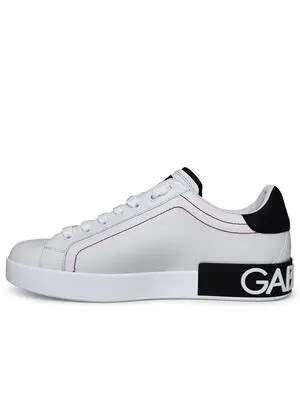 Dolce & Gabbana Portofino Leather Sneakers With Logo Detail