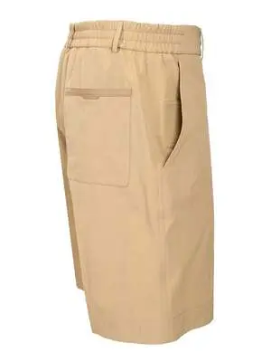 Moncler Seersucker Shorts With Leather Logo Patch